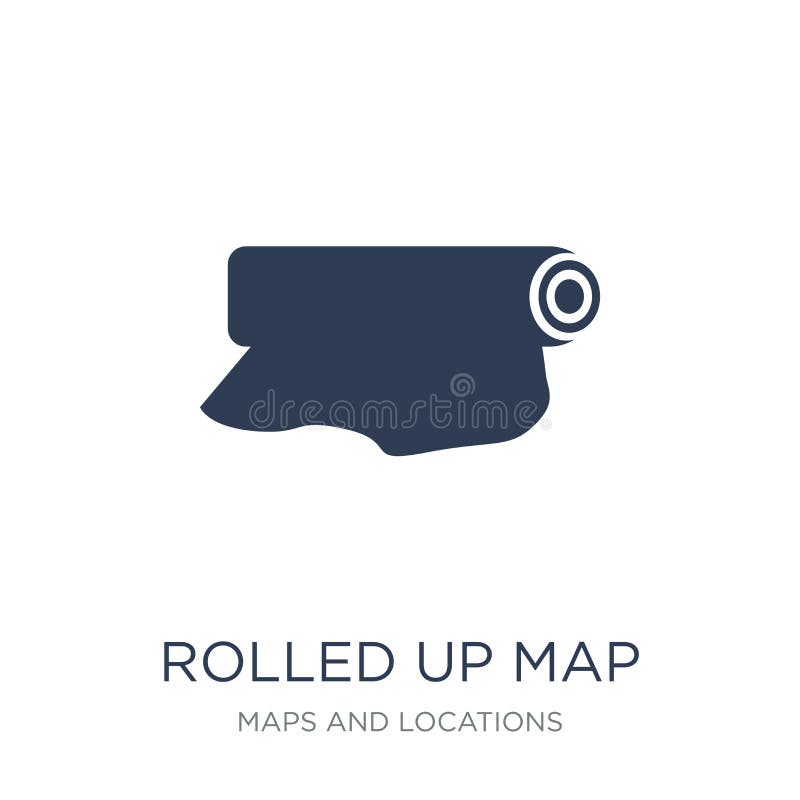 Rolled Up Map Icon. Trendy Flat Vector Rolled Up Map Icon on White ...