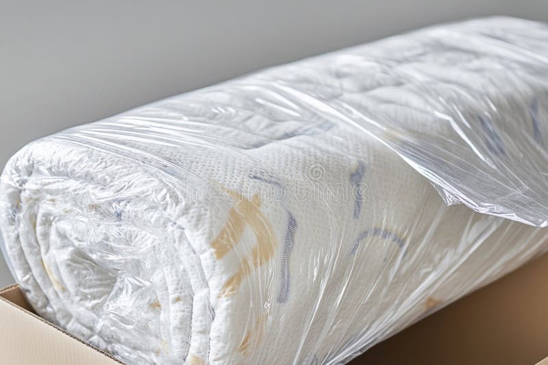 Comfortable Rolled Mattress Packaged and Ready for Delivery in a Modern ...