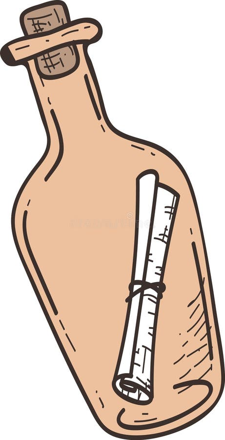 Rolled Up Message Tied with String, Gently Floating Inside a Corked ...