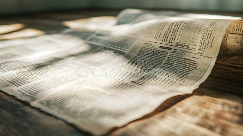 A Rolled Up Newspaper on a Wooden Surface Stock Illustration ...