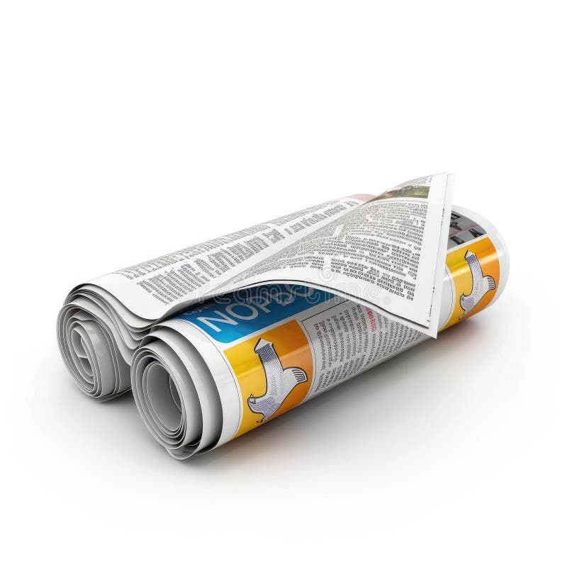 Rolled Up Newspapers on White Background Stock Illustration ...