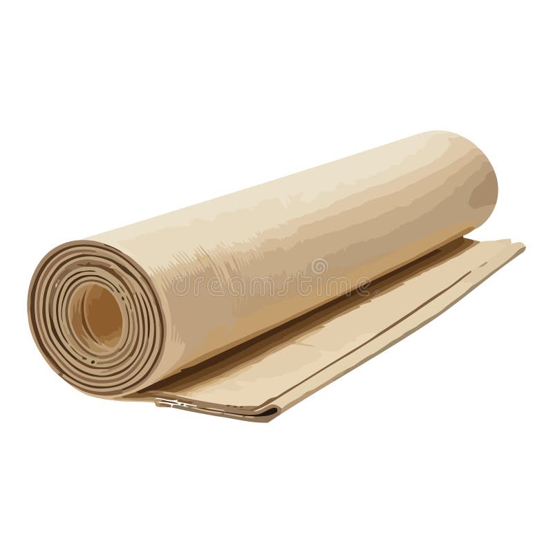 Rolled Up Paper on Wood, Isolated Stack, Close Up Stock Vector ...