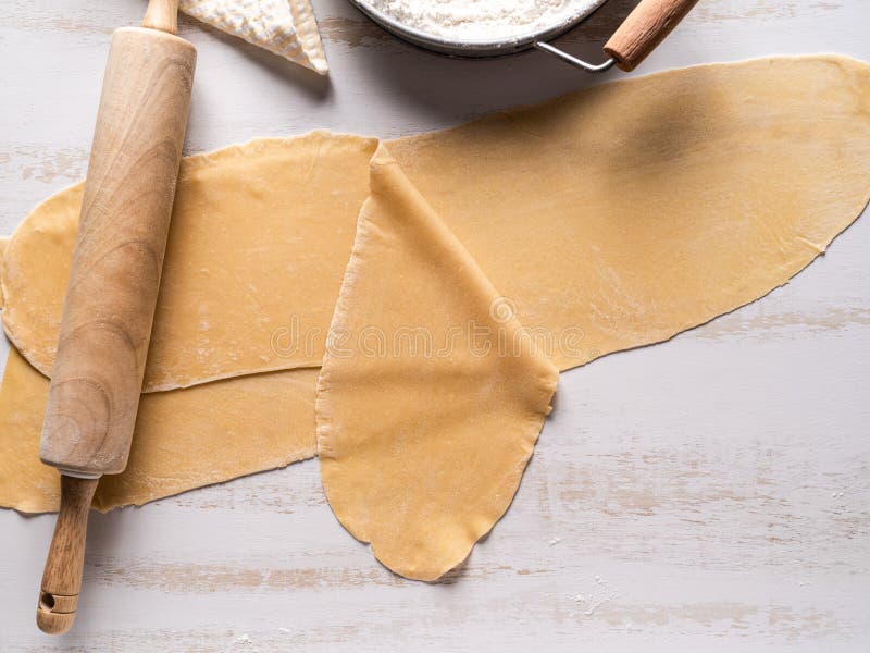 Pasta Sheets and Rolling Pin for Making Ravioli. Stock Photo - Image of ...