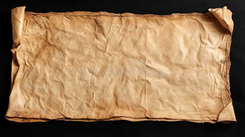 A Rolled Up Piece of Old, Worn, and Stained Paper Stock Illustration ...