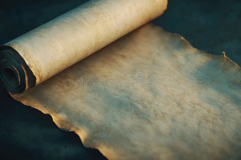 Rolled Up Piece Paper Sits Table Ready Unrolled Read Stock Photos ...