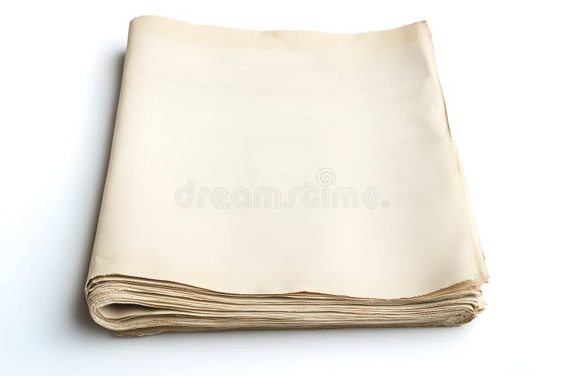 A Rolled Up Stack of Old Newspaper on a White Background Stock ...