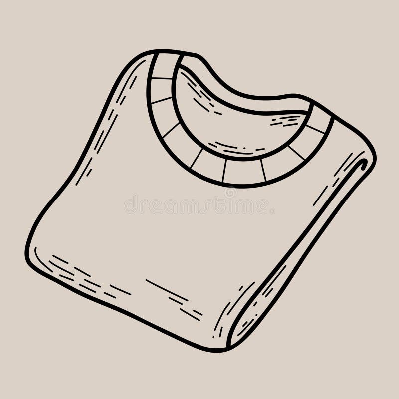 Rolled-Up T-Shirt. Linear Hand-drawn. Drawing of Folded Sweater Clothes ...