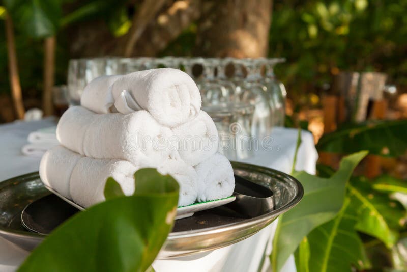 Rolled Up White Beach Towel Stock Image - Image of fold, carpet: 156358353