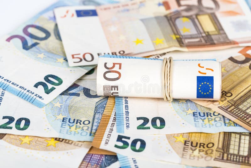 Rolled Up Wrapped Winded Euro Banknotes Stock Photo - Image of market ...