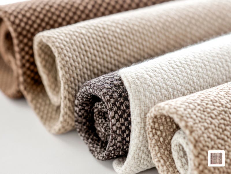 Rolled Upholstery Fabric Samples Showing Different Neutral Colors Stock ...