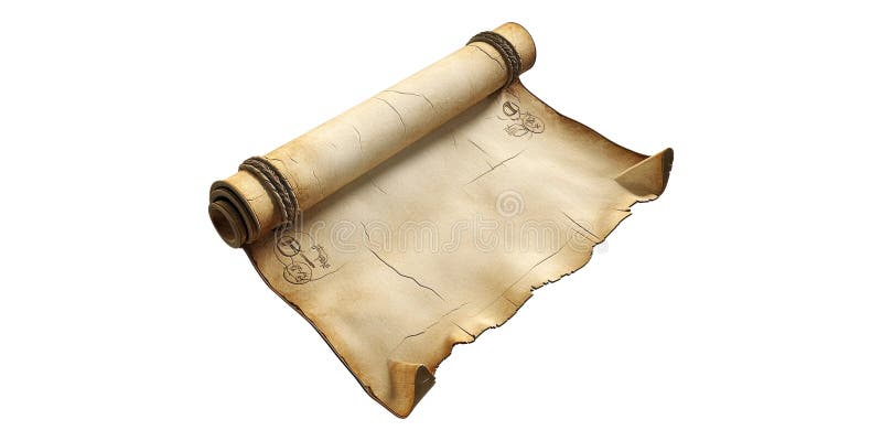 Rolled Vintage Scroll with Aged Paper Texture Isolated on Transparent ...