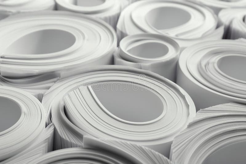Rolled White Paper Sheets As Background, Closeup Stock Photo - Image of ...