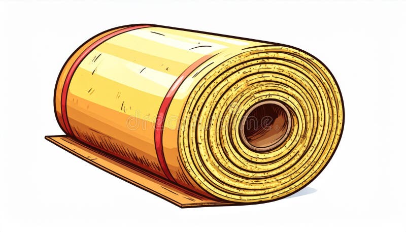 Rolled Yellow Fabric Material on White Background Stock Illustration ...