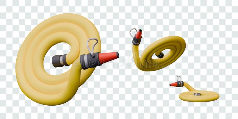 Rolled Yellow Fire Hose with Tip. Realistic Firefighting Equipment ...