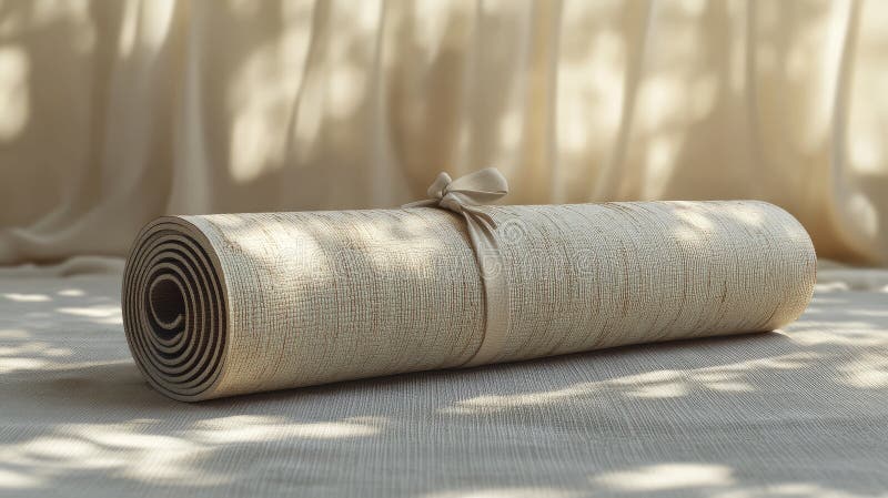 Rolled Yoga Mat with Bow on a Textured Surface. Stock Photo - Image of ...