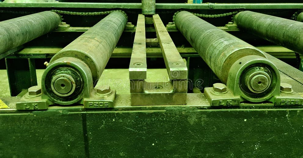 Roller bed made from steel stock image. Image of rounded - 222968785