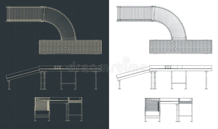 Roller and Belt Conveyors Drawings Stock Vector - Illustration of ...