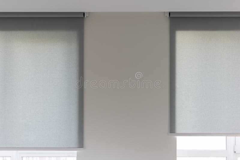 Roller Blinds Automatic Close-up on the Window. Selective Focus ...