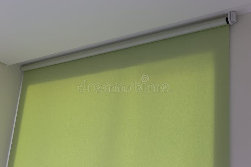 Roller Blinds Automatic Close-up on the Window. Selective Focus ...