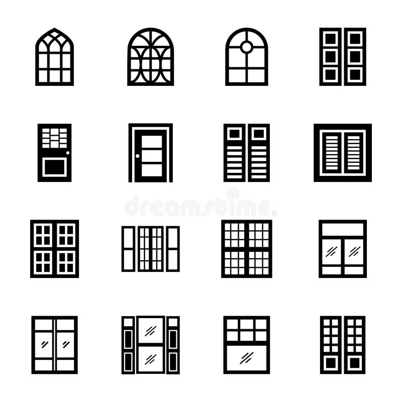 Roller blinds icons stock illustration. Illustration of doors - 125392683