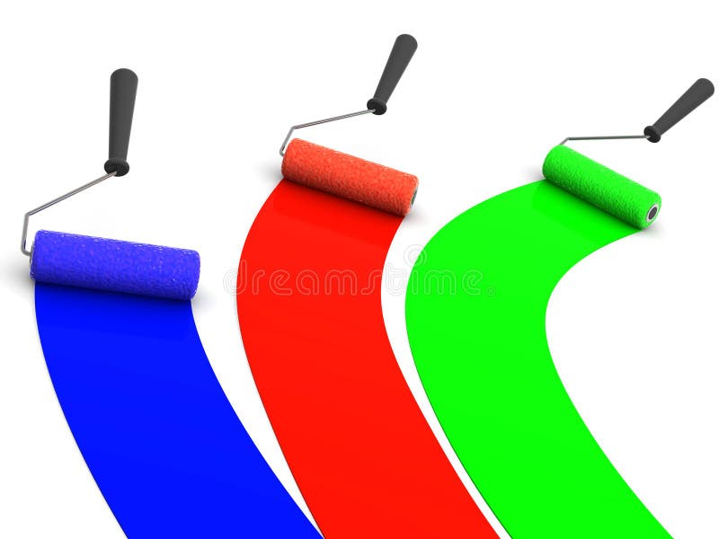 Roller Brush and Color Guide Palette in Rainbow Colors. Stock ...