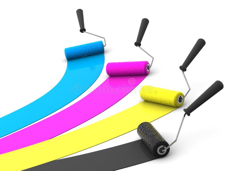 Roller Brush and Color Guide Palette in Rainbow Colors. Stock ...