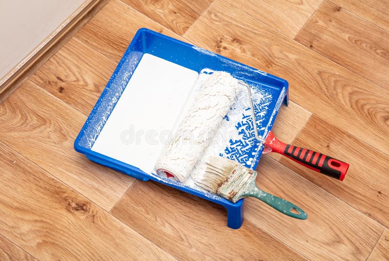 Roller and Brush for Painting Walls Stock Image - Image of brush ...