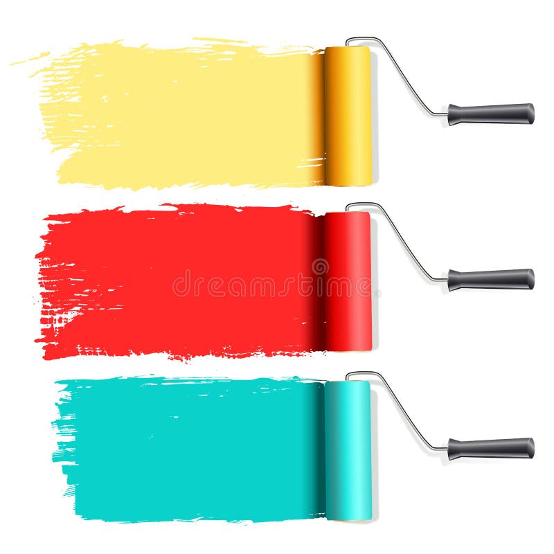 Paint Brush and Paint Roller. Stock Vector - Illustration of wall ...