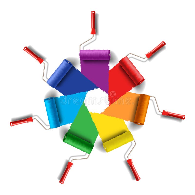 Rainbow roller brush stock vector. Illustration of drawing - 44275439
