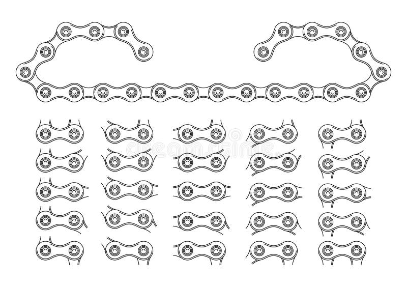 Roller Chain that Used on Bicycles and Motorcycles. Outline Style Stock ...
