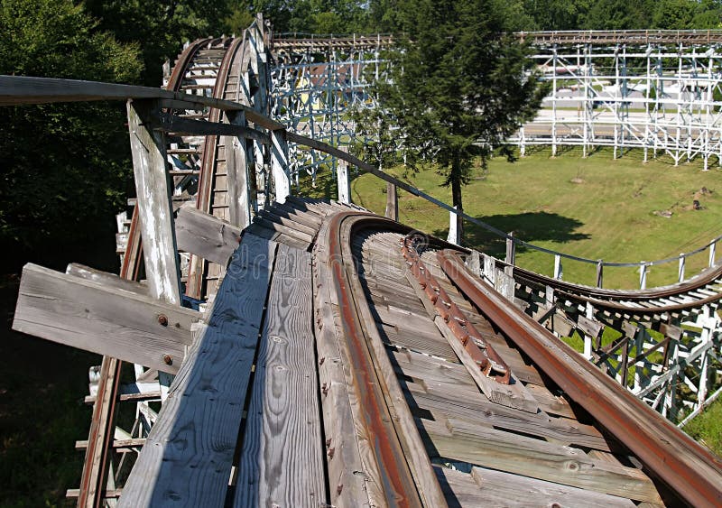 Wooden Roller Coaster stock image. Image of outdoor, amusement - 27490385