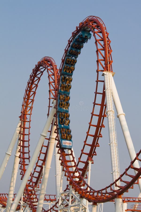 Loops on Roller Coaster stock image. Image of track, rollercoaster ...