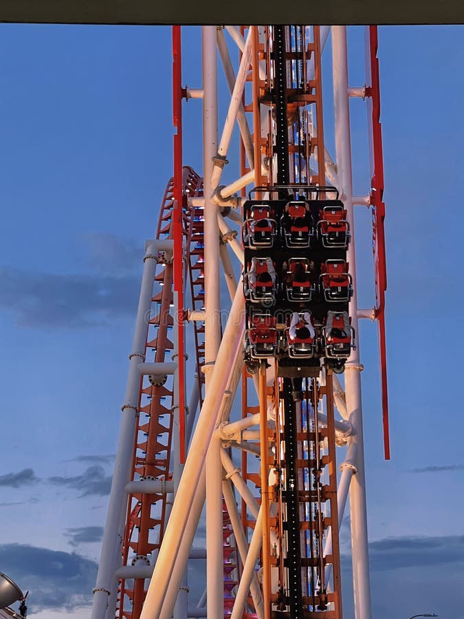 Roller Coaster Against the Blue Sky on the Sunset Stock Photo - Image of excitement, high: 264375932