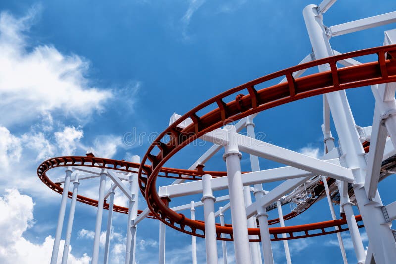 Roller Coaster Against Clear Blue Sky Stock Image - Image of adrenaline ...
