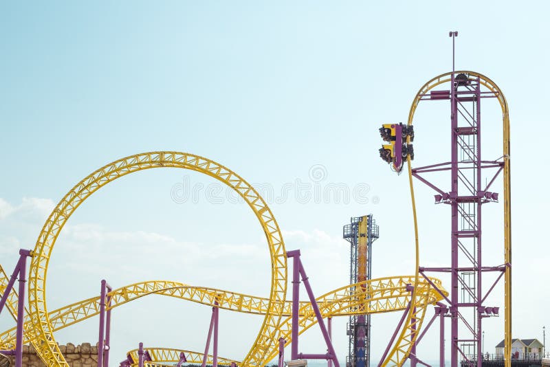 Roller Coaster Yellow Construction Stock Image - Image of roller ...
