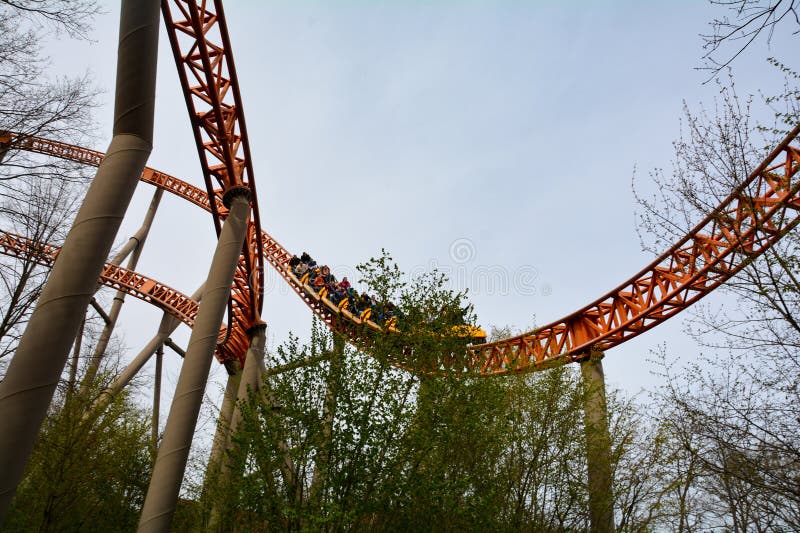 Roller Coaster in the Amusement Park Stock Photo - Image of attraction ...