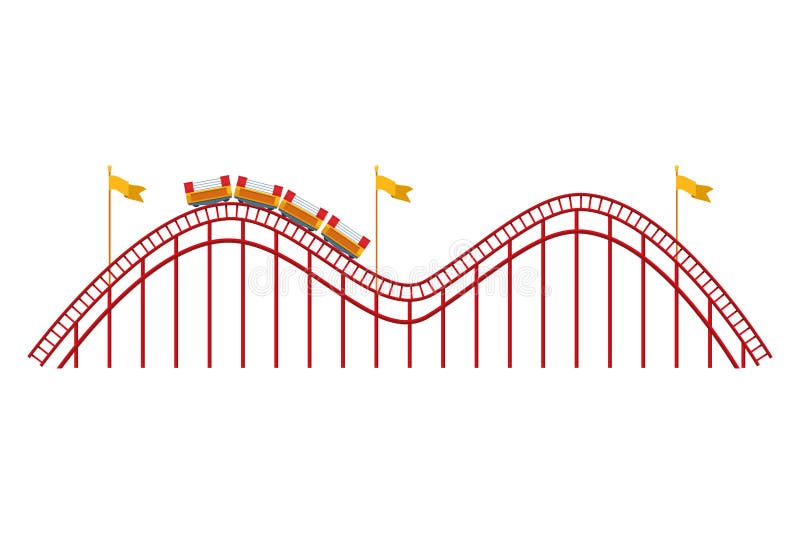 Roller Coaster in Amusement Park Stock Vector - Illustration of balloon ...
