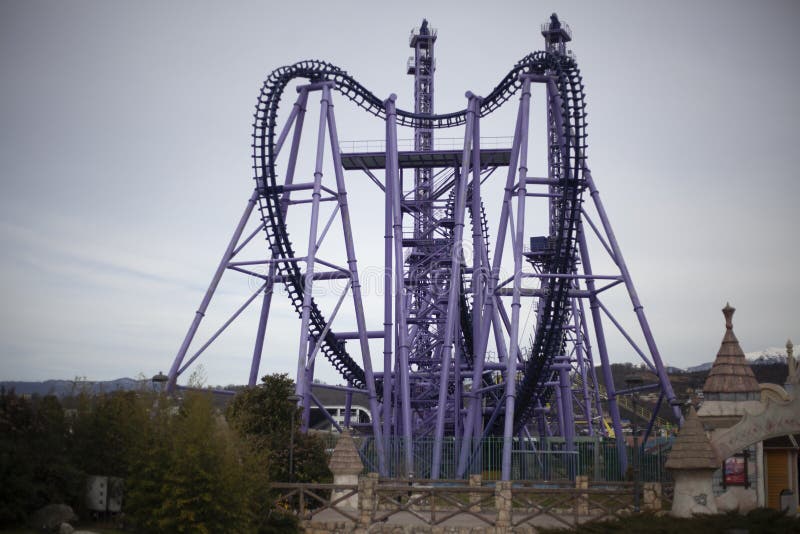 A Roller Coaster in an Amusement Park. Relax in Fun Amusement. Fun for ...