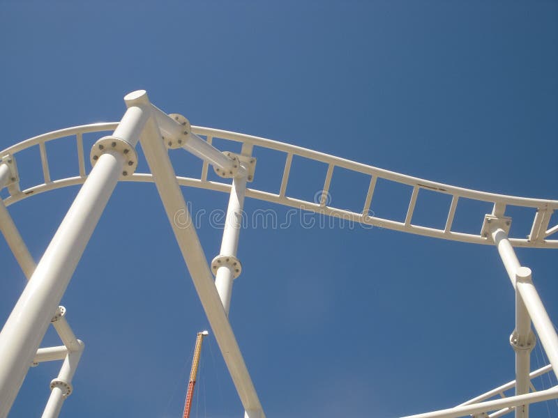Roller Coaster Amusement Ride Tracks with Blue Sky Stock Image - Image ...