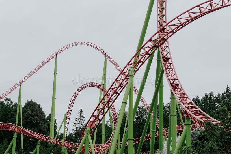 Roller Coaster Attractions Fun in the Park for Children Stock Image ...