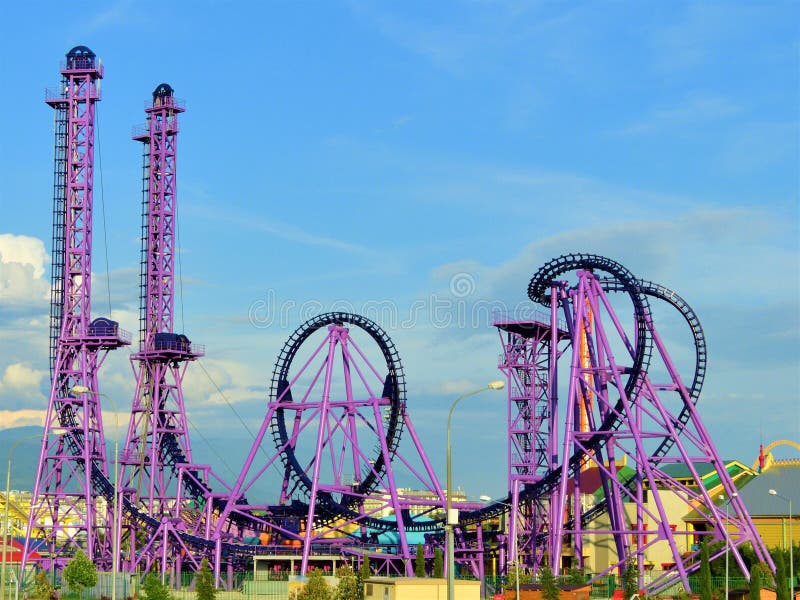 Blue Roller Coaster stock photo. Image of twist, beam - 6260134