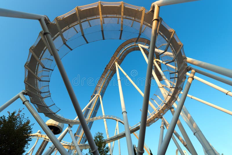 Roller Coaster with Blue Sky at Sunset Stock Photo - Image of frame ...