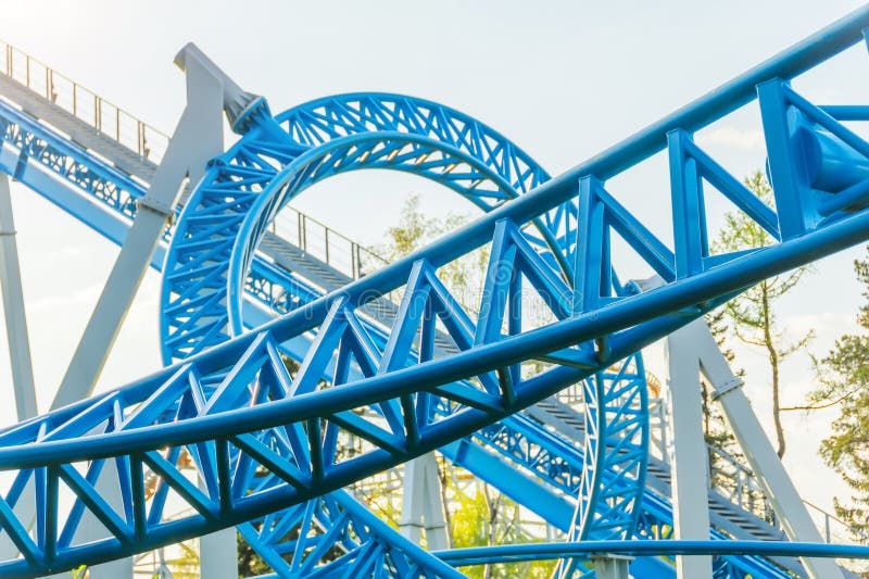 Roller Coaster Blue Up Down Turn and Passing Loop Feint, Spiral Train ...