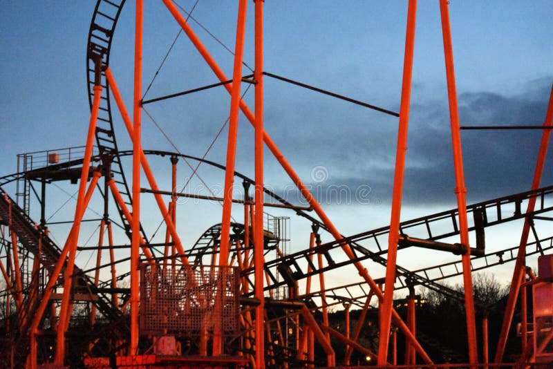 Roller Coaster Construction and Evening Sky in Summer Stock Photo ...