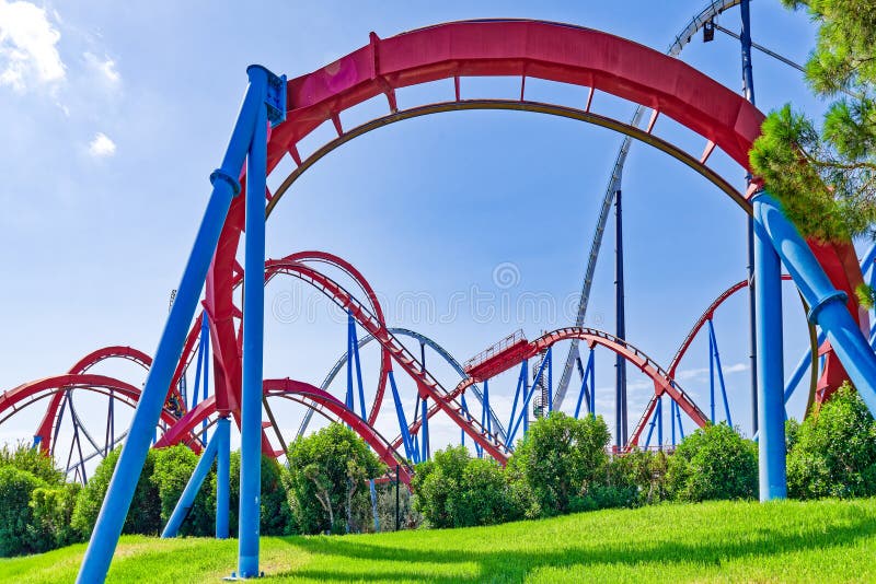 Roller Coaster in Funny Amusement Park Editorial Stock Photo - Image of ...