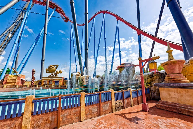 Roller Coaster in Funny Amusement Park Editorial Stock Image - Image of ...