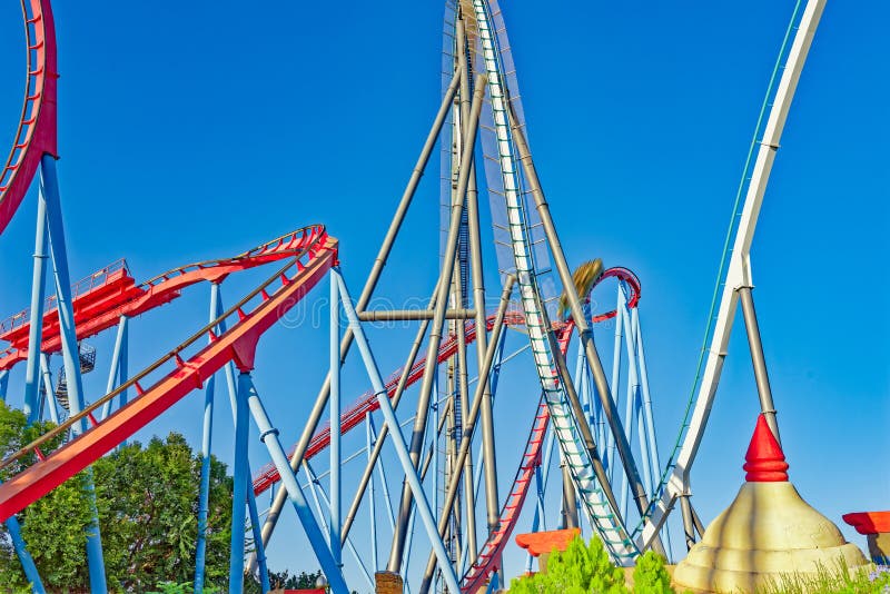 Roller Coaster in Funny Amusement Park Editorial Photography - Image of ...
