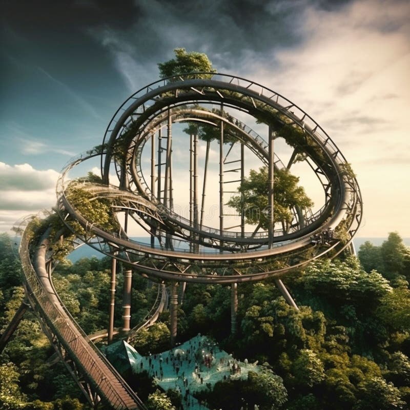 Roller Coaster in the Future Super Extreme. Stock Illustration ...