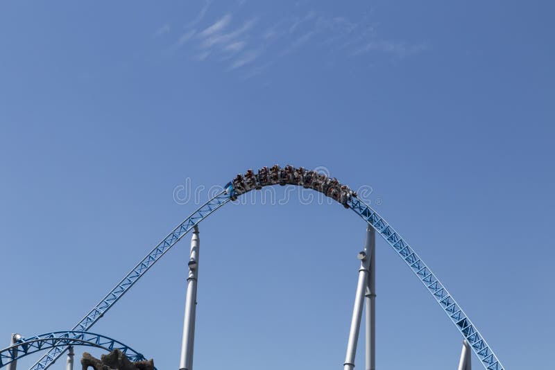 Roller Coaster Loop and Blue Sky Stock Image - Image of colorful ...