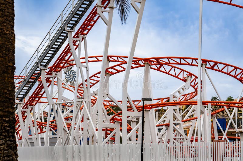 A Roller Coaster with Orange and White Tracks Stock Photo - Image of ...